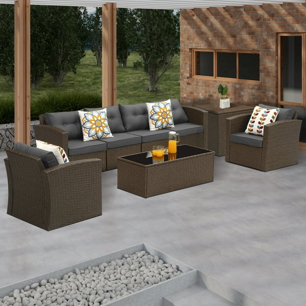 Royalcraft Outdoor Patio Furniture Set,8 Pieces Outdoor Sectional ...