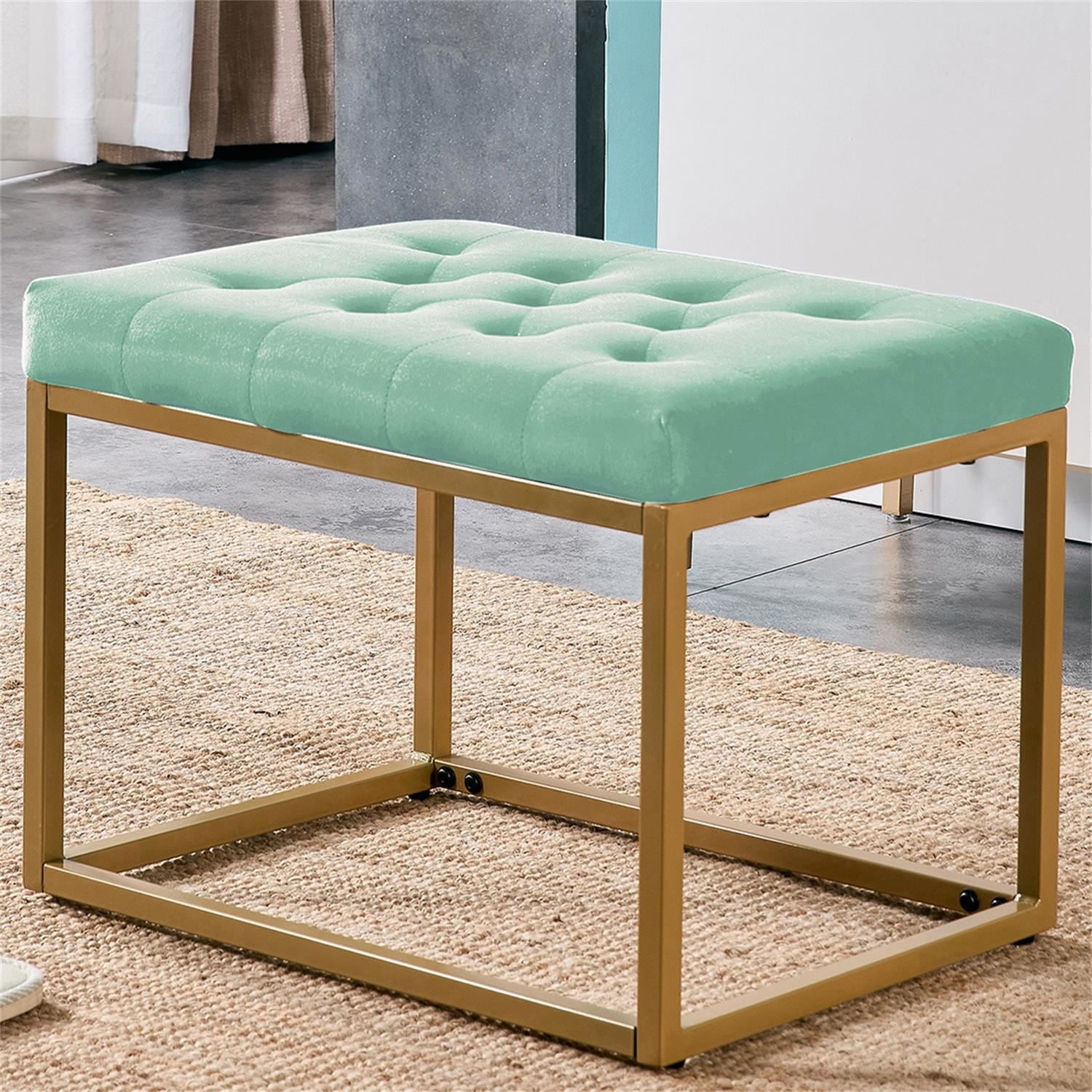 Kepooman Light Green Bench Footstool, Square Shoe Changing Stool with ...