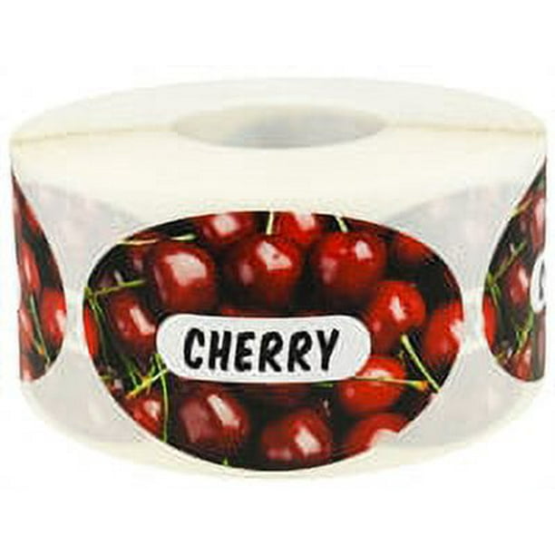 Cherry Grocery Store Food Labels 1.25 x 2 Inch Oval Shape 500 Total ...