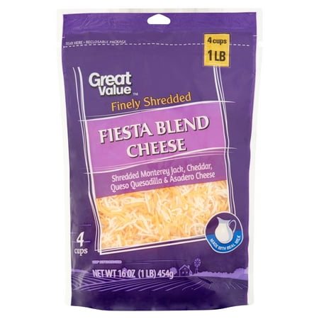 Great Value Finely Shredded Fiesta Blend Cheese, 16 oz - Walmart.com