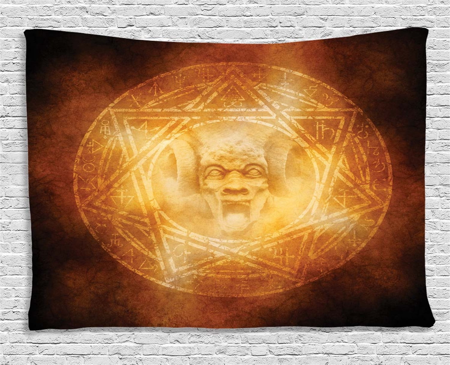 Horror House Decor Tapestry, Demon Trap Symbol Logo Ceremony Creepy ...