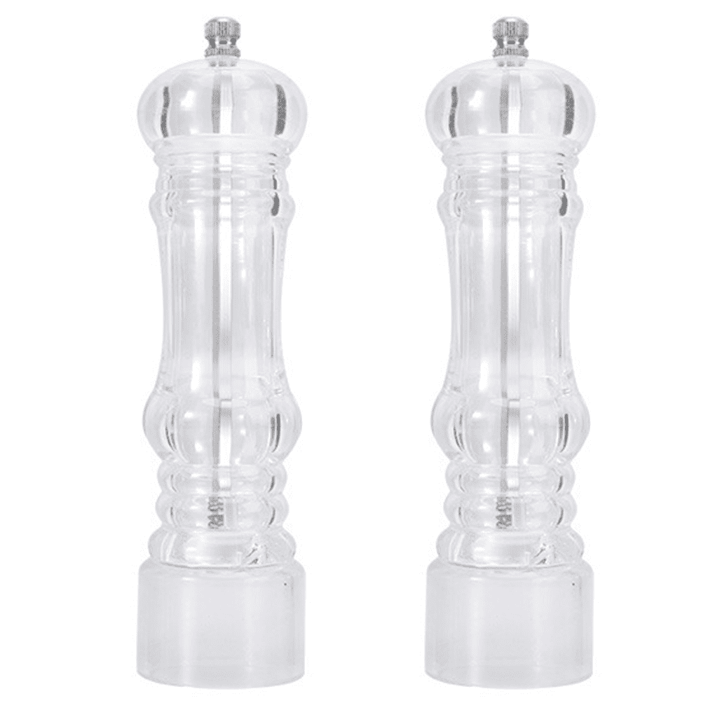Manual Pepper Mill and Salt Shaker Set - Transparent Adjustable Grinder ...