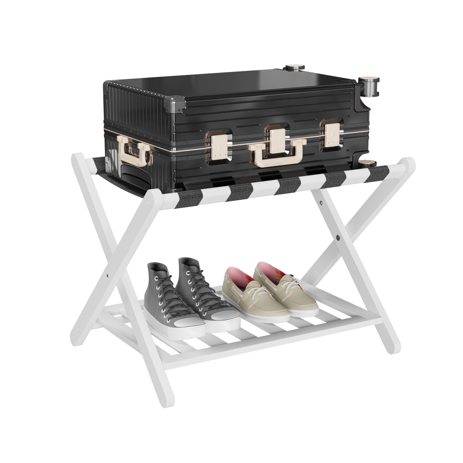 Smart FENDEE Luggage Rack,Bamboo Foldable Suitcase Stand,Holds up to ...