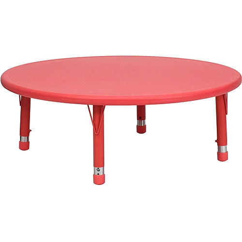 Adjustable Height Round Plastic Activity Table 45, Red - Walmart.com
