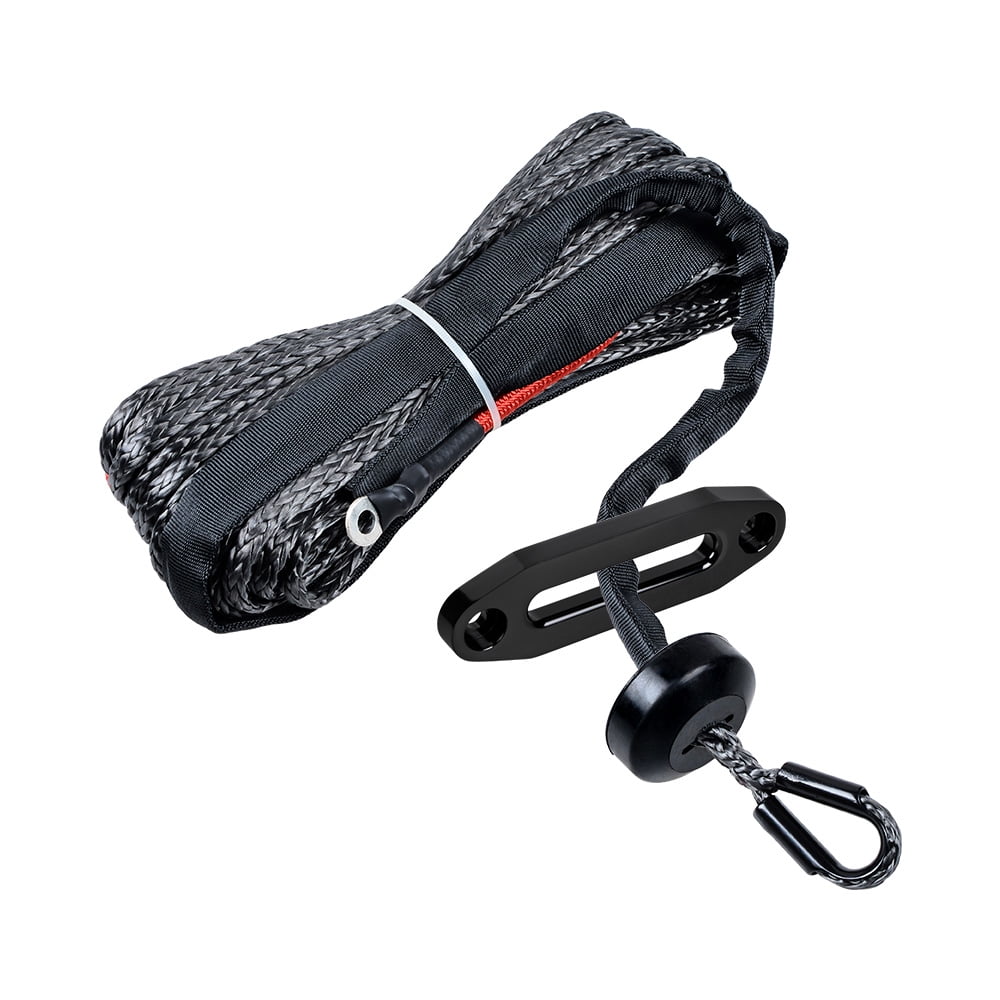 Astra Depot 50' X 1/4" Black Synthetic Winch Rope 6400 LB + 6" Winch ...