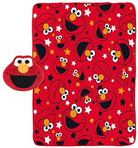 Sesame Street Elmo Plush Pillow and 40" Inch x 50" Inch Throw Blanket ...