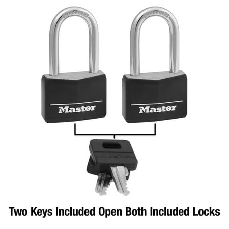 Master Lock 141TLF Covered Aluminum Padlock with Key, 2 Pack Keyed ...