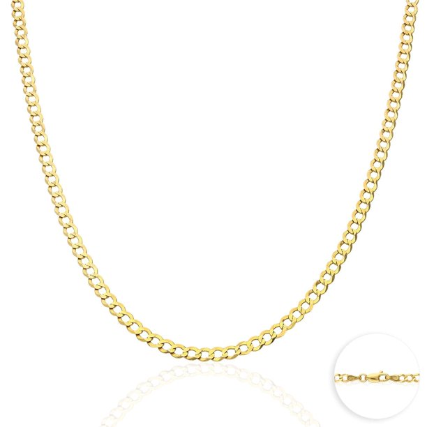 Wjd Exclusives - 14k Solid Yellow Gold 4mm Cuban Curb Chain Necklace 16 ...