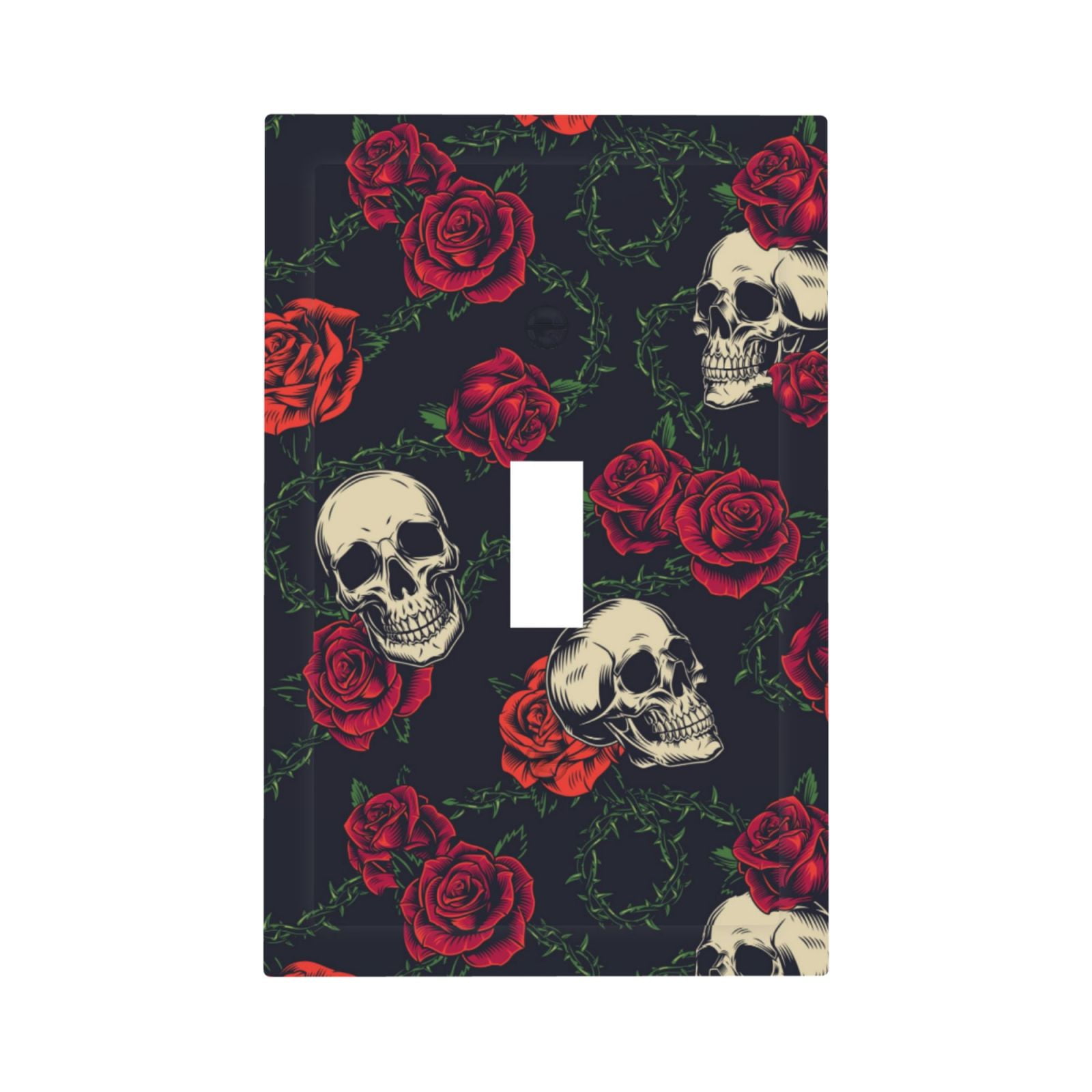DouZhe 1-Gang Toggle Switch Wallplate, Colorful Roses Skulls Tattoos ...