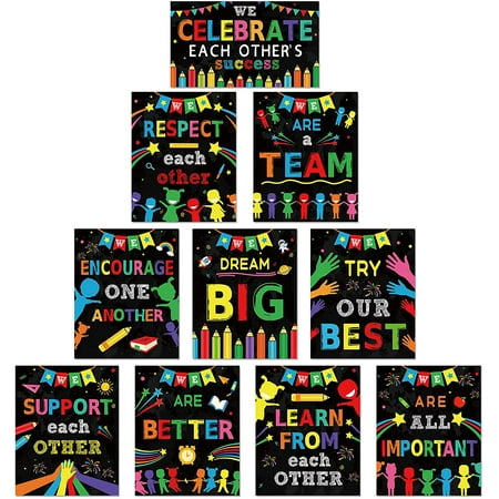 10 Pieces Classroom Motivational Posters Team Theme Positive ...