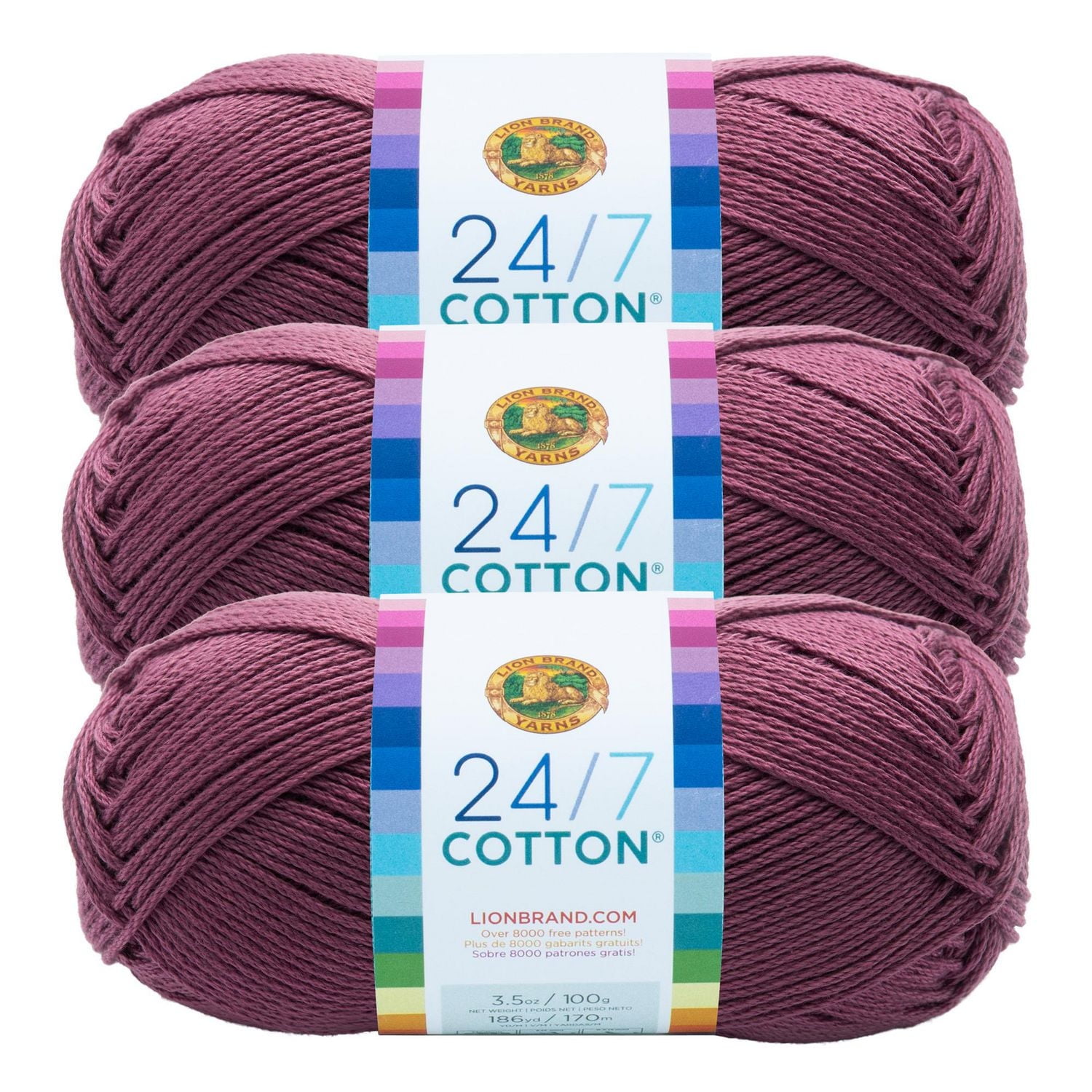 Click here for Lion Brand 24/7 Cotton Yarn #4 Medium/Worsted Cott... prices