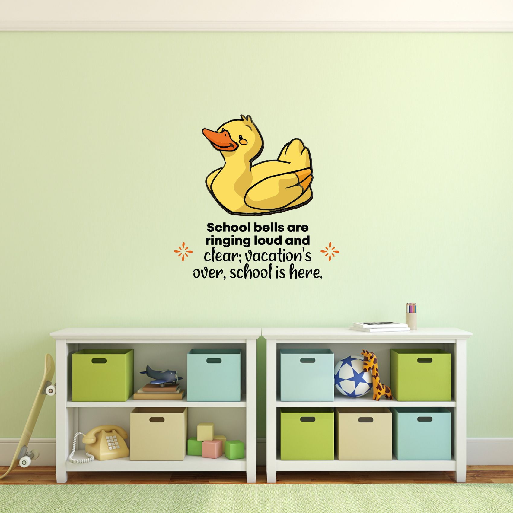 School Bells Duck Classroom Quote Cartoon Quotes Decors Wall Sticker ...