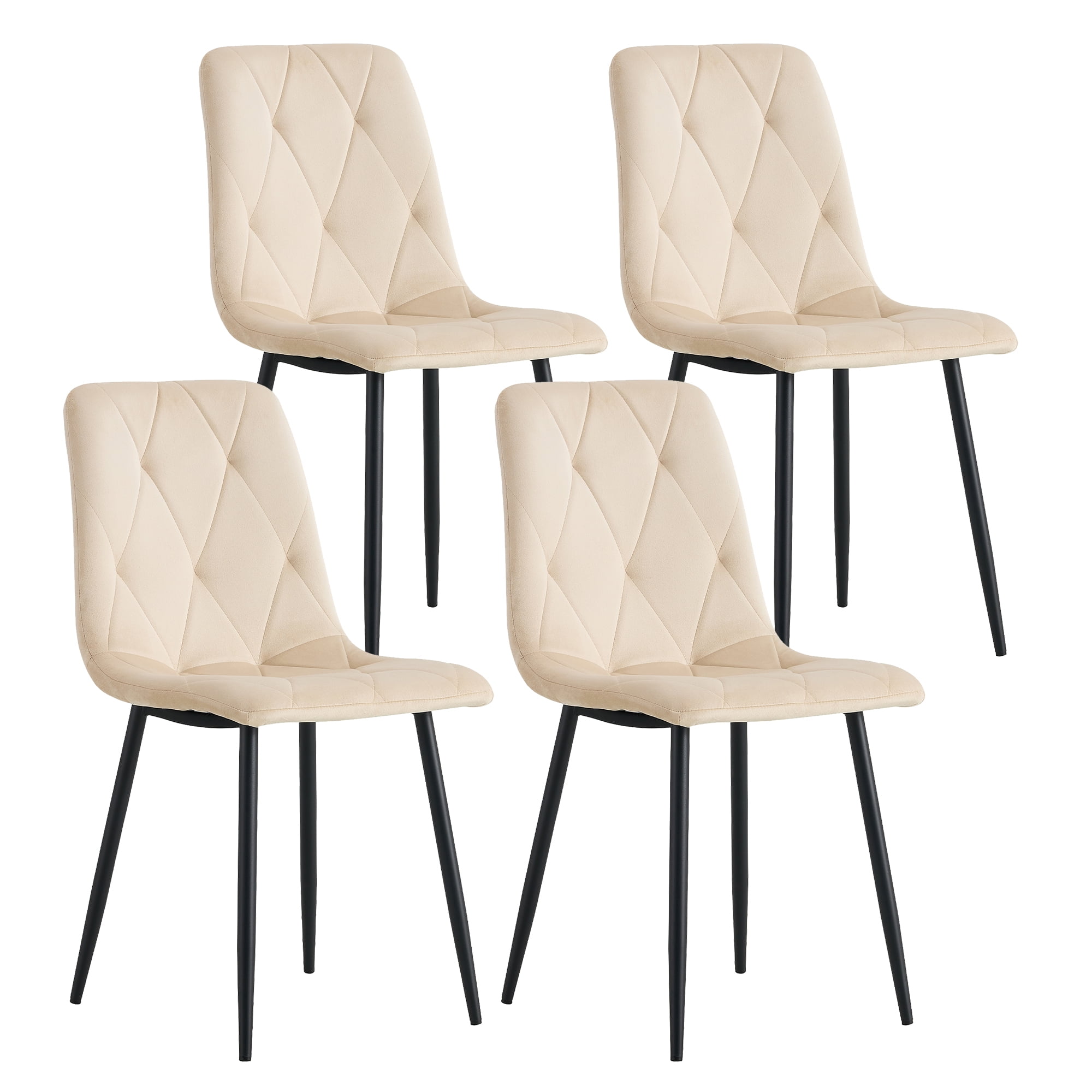 KATBOC Velvet Kitchen Dining Chair Set of 4, Modern Upholstered Side ...