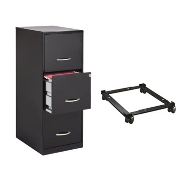 2 Piece File Cabinet in Charcoal and Adjustable File Caddy in Black ...