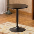 Belham High Pub Round Adjustable Height Bar Table with Tall Metal ...