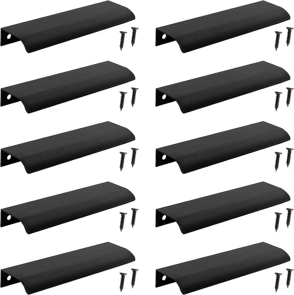 NOGIS 10PCS Back Mount Finger Edge Pull Black 5.9 Inch Aluminum Hidden ...