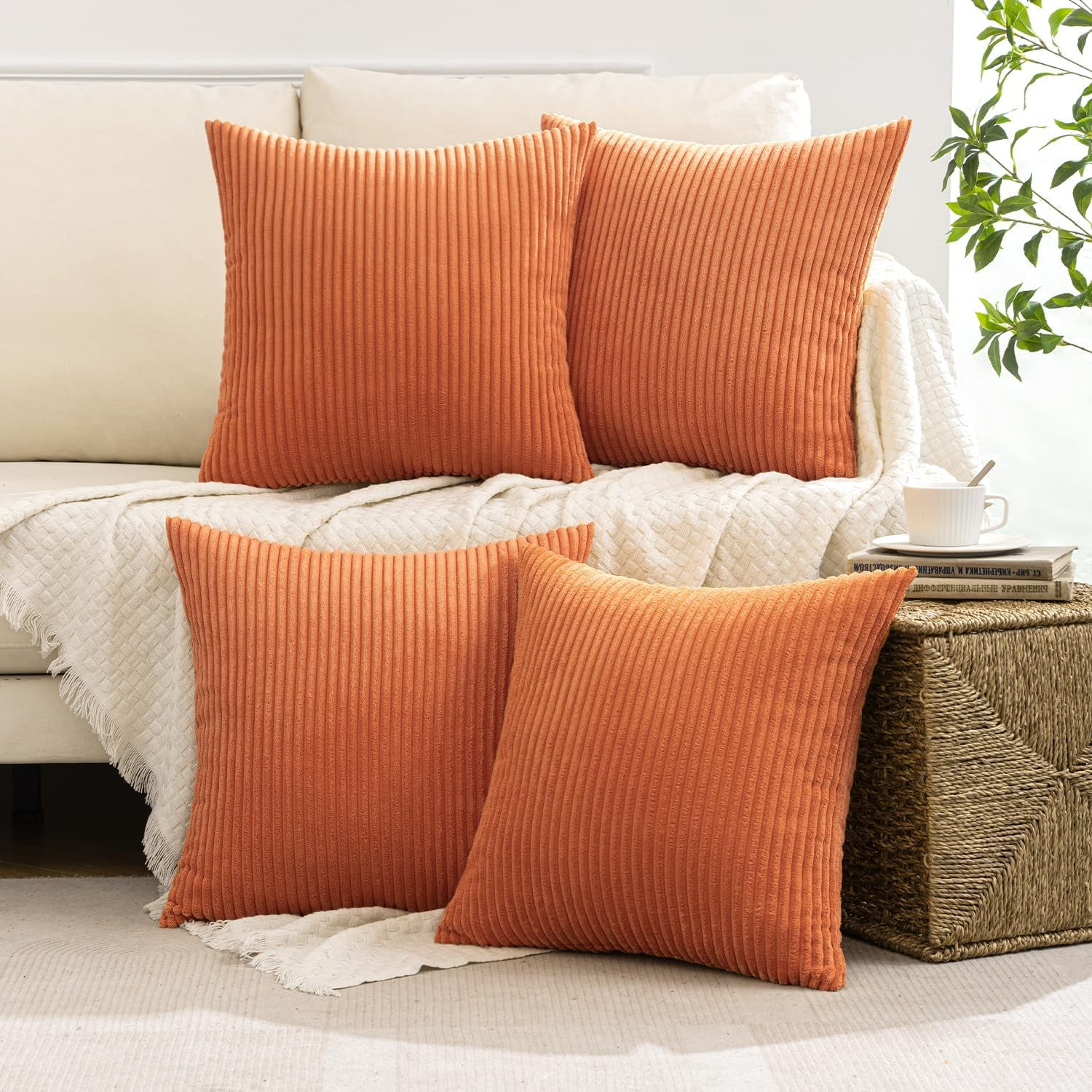 Click here for Chenxiayu Pack Of 4 Burnt Orange Corduroy Decorati... prices