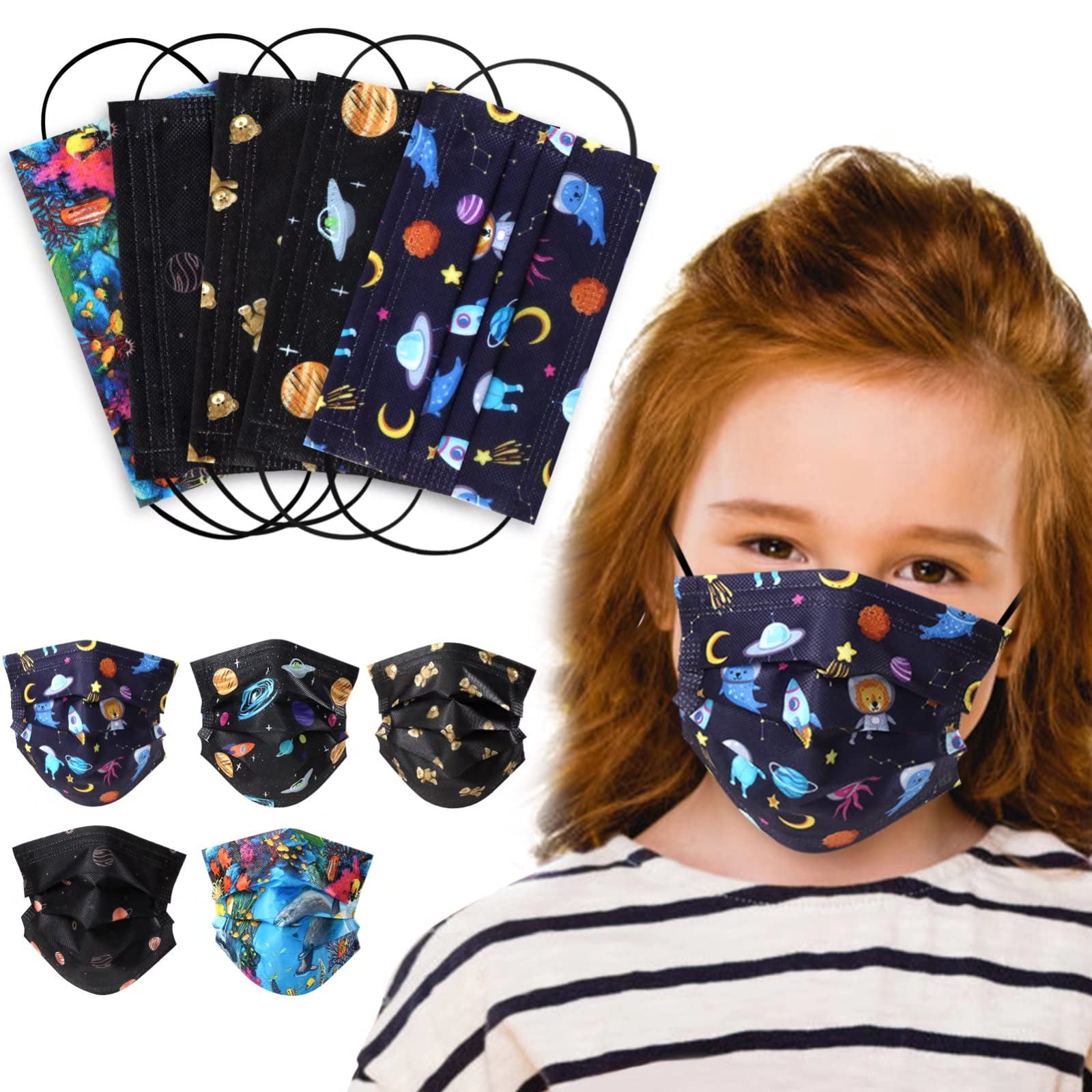 Kids Disposable Face Mask - 50Pcs, Children Face Masks with Prints ...