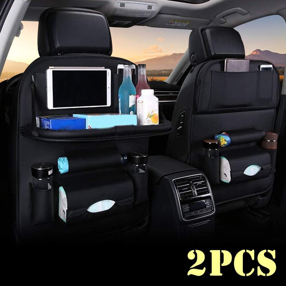 Car Seat Organizer with Foldable Table Tray, PU Leather Backseat Car ...