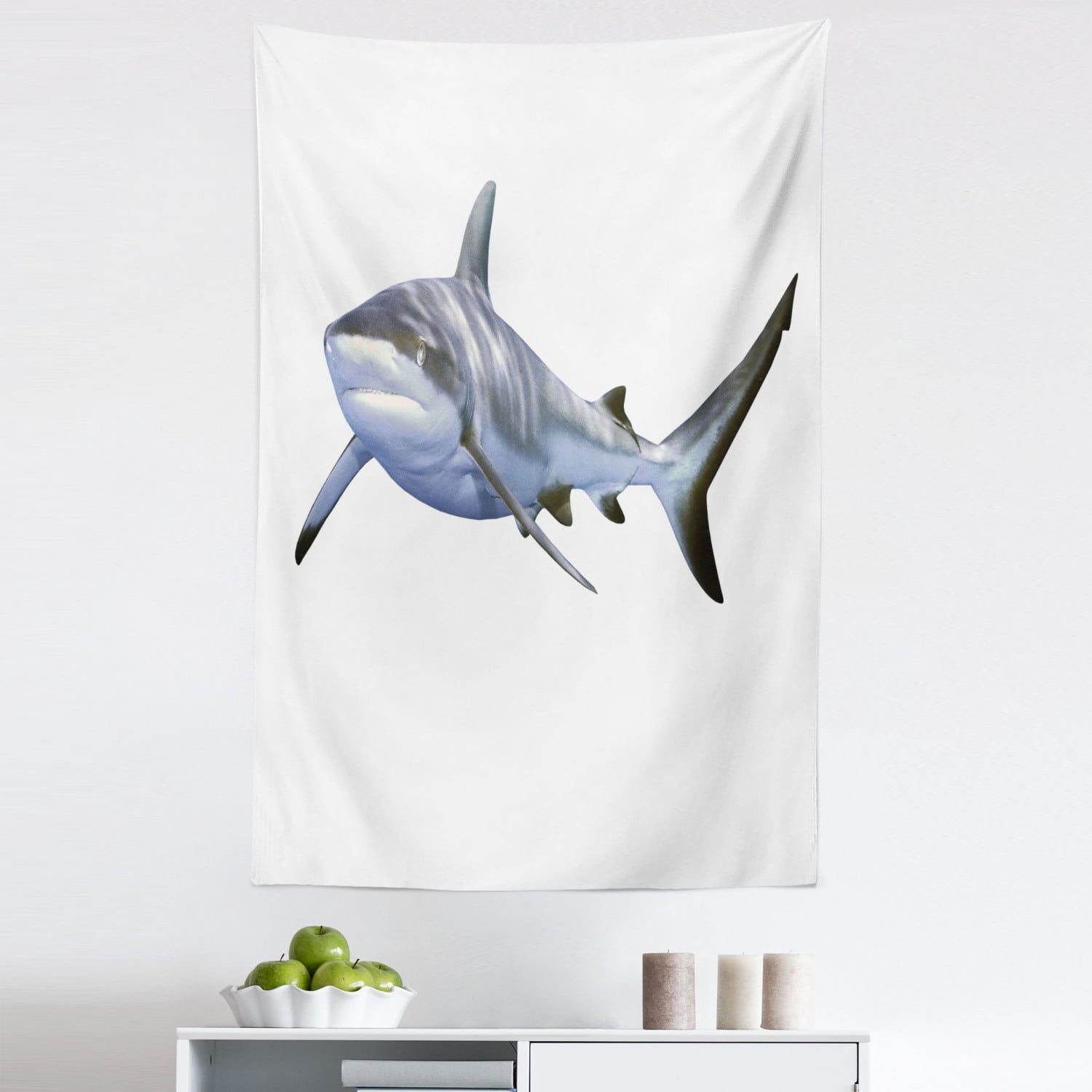 Shark Tapestry, Large Reef Shark Swimming Futuristic Computerrt ...