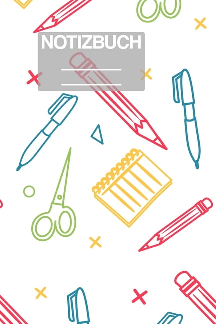 Notizbuch A5 Muster Zeichnung Grundschulsachen Schule Zirkel Stift ...
