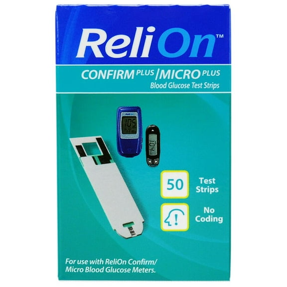 ReliOn Platinum Blood Glucose Test Strips, 50 Count HSA/FSA Eligible ...