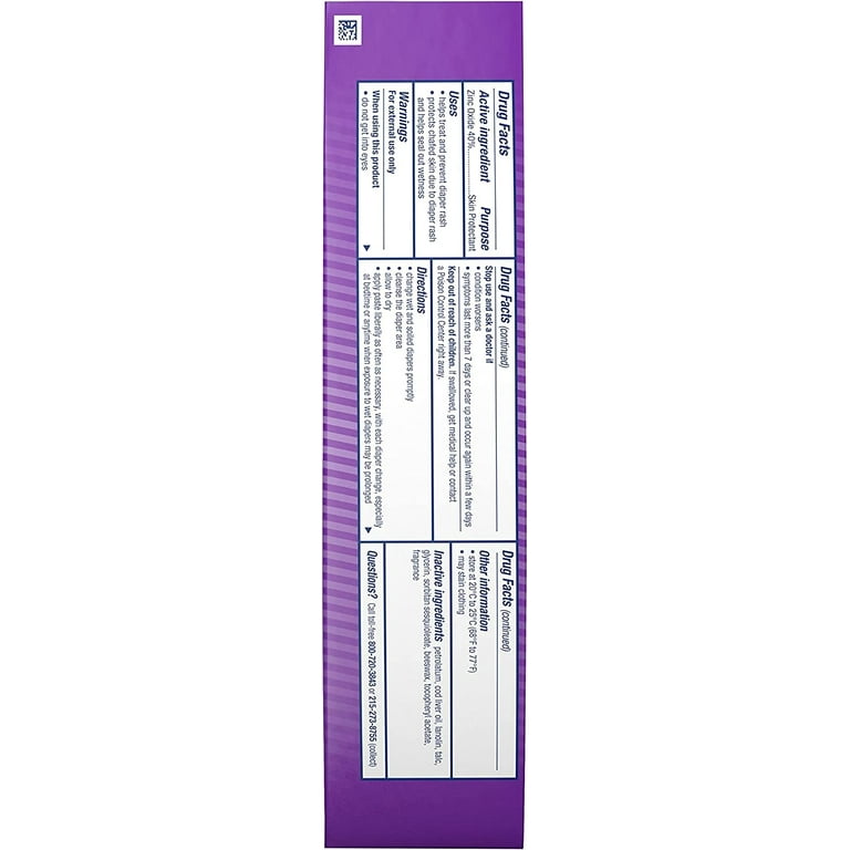 Desitin Diaper Rash Treatment Label