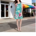 DIXRUYEE Womens Dresses Loose Neck Sleeveless Oversize Pink Hibiscus ...