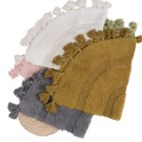 "JOOJA Bohemian Fringe Cotton Bath Mat, Non-Slip, Half Circle Mustard ...