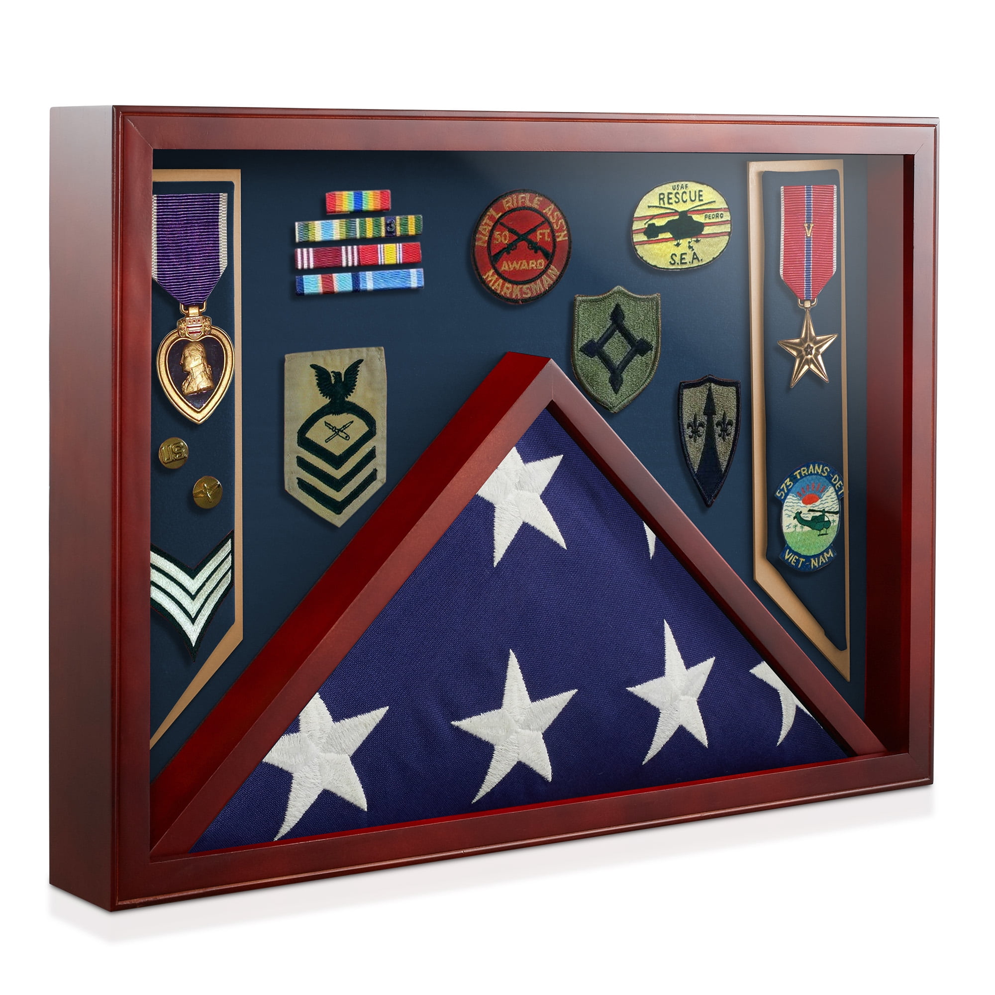 Reminded Military Shadow Box Display Case for Medals & Burial Flag ...