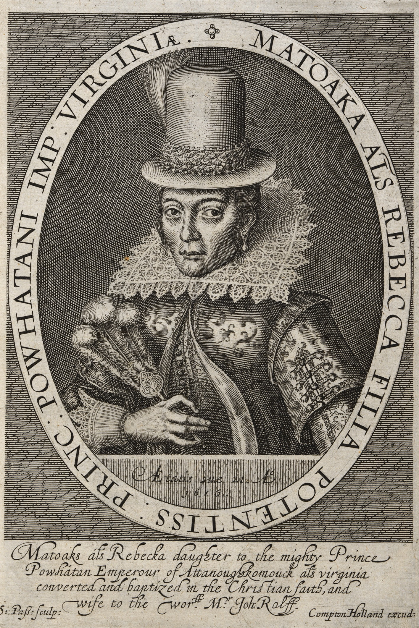 24x36 gallery poster, Pocahontas by Simon de Passe, 1616 - Walmart.com