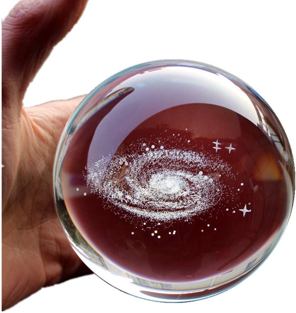 3D Milky Way Galaxy 80mm Crystal Glass Ball with Crystal Base Learning ...