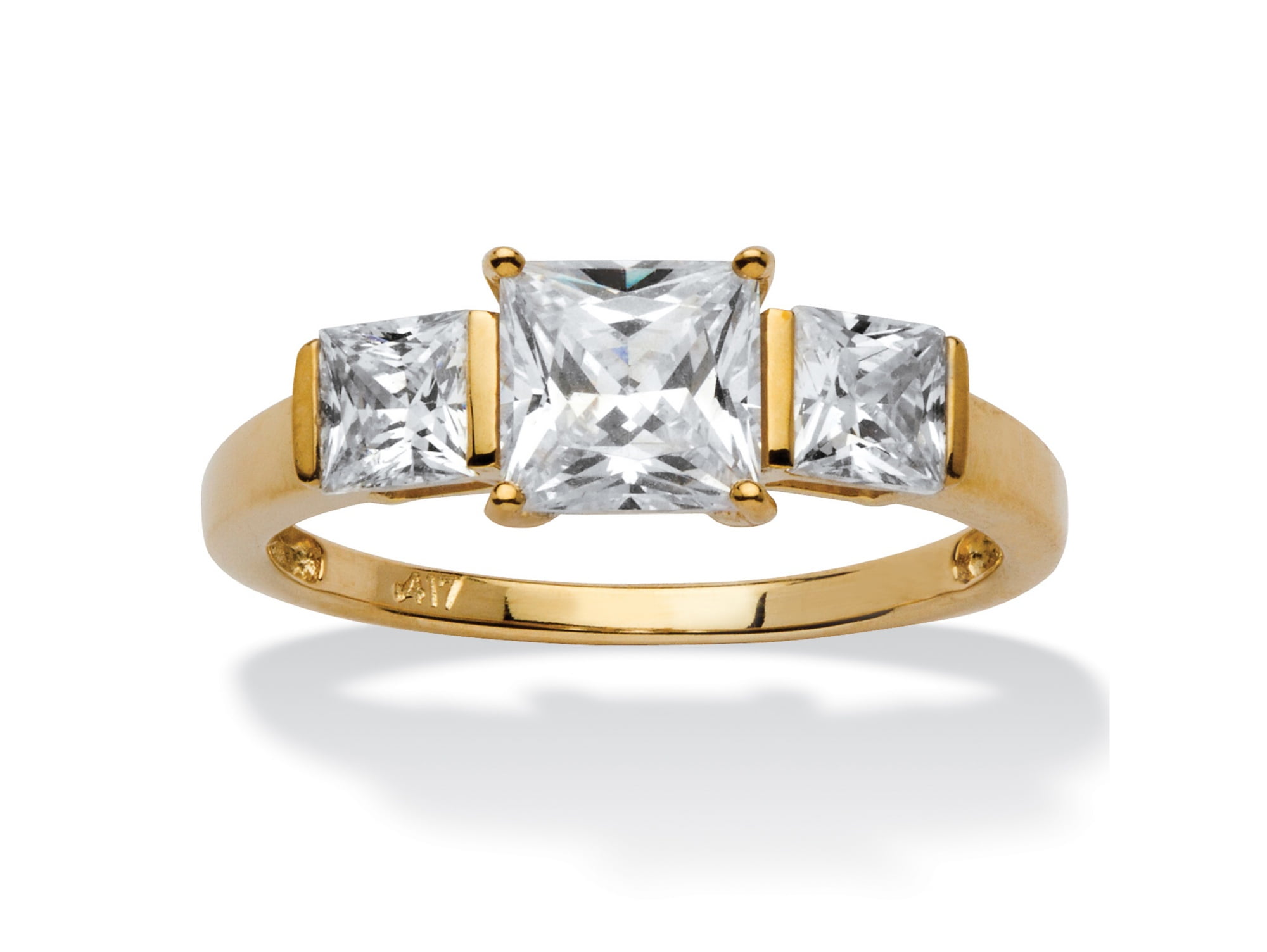 Palmbeach Jewelry Princess Cut Cubic Zirconia 3 Stone Bridal