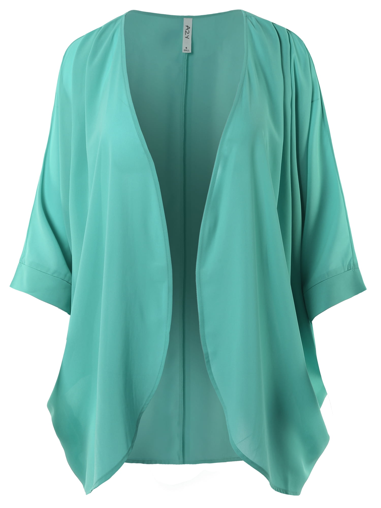 A2Y Women's Loose Fit Lightweight Open Front Woven Chiffon Cardigan Ash ...