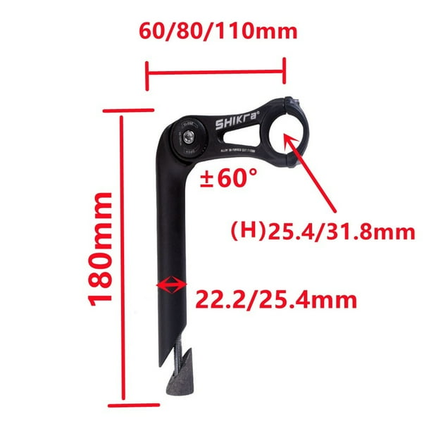 Bicycle Adjustable Angle Stem Quill Stem MTB/Road Raise Handlebar 60/80 ...