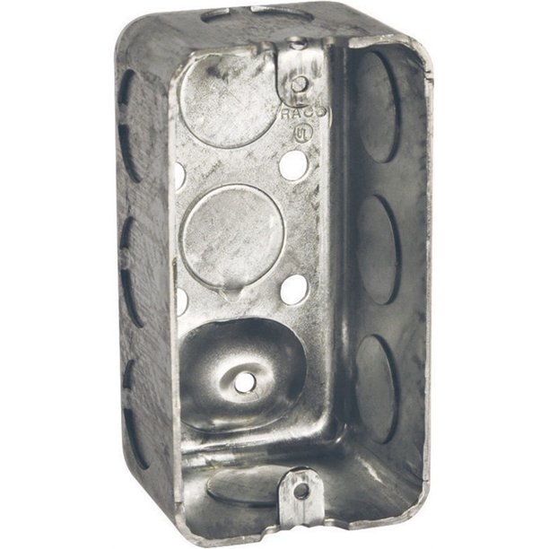 Raco 4 in. Rectangle Steel 1 gang Outlet Box Gray - Walmart.com ...