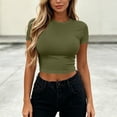 dazeni Womens Fitted Crop Tee Y2k Tops Slim Fit Short Sleeve Crewneck ...