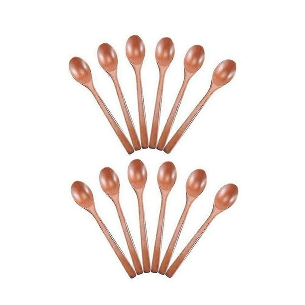 Wooden Spoons, 12 Pieces Wood Soup Spoons For Eating Mixing Stirring ...