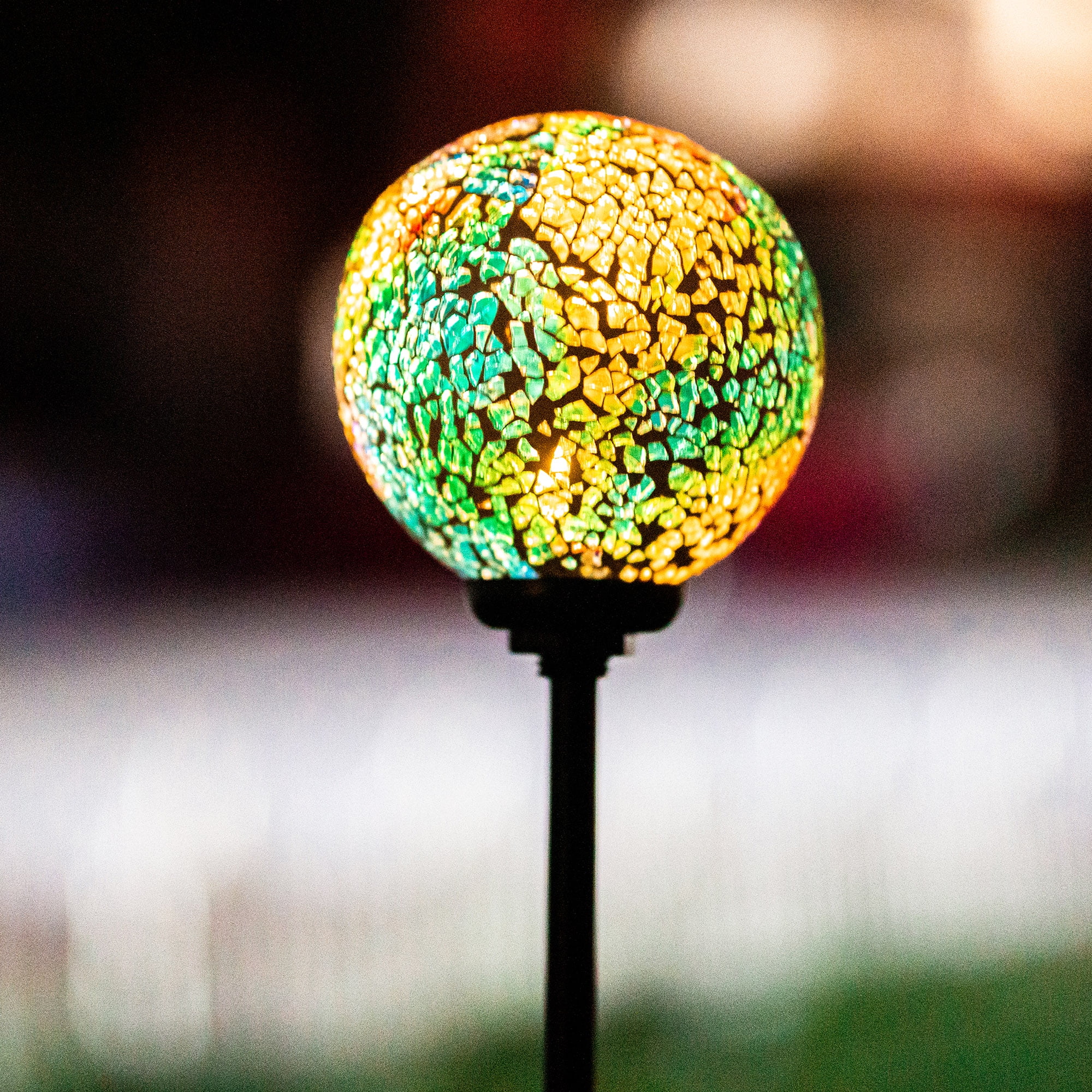 Better Homes & Gardens Solar Powered Green Mosaic Glass Gazing Stake ...