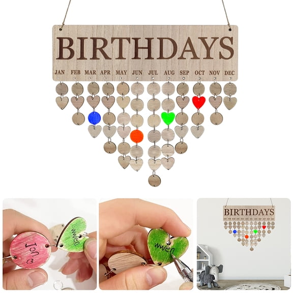 Family Birthday Calendar Board Wooden Reminder Plaque Wall Hanging DIY ...