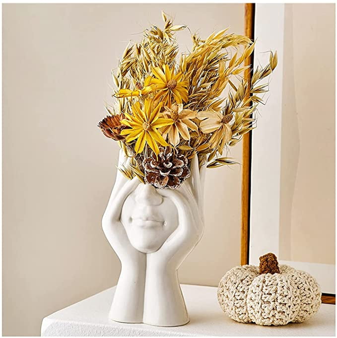 Florero de cerámica blanco, florero decorativo pequeño creativo moderno ...