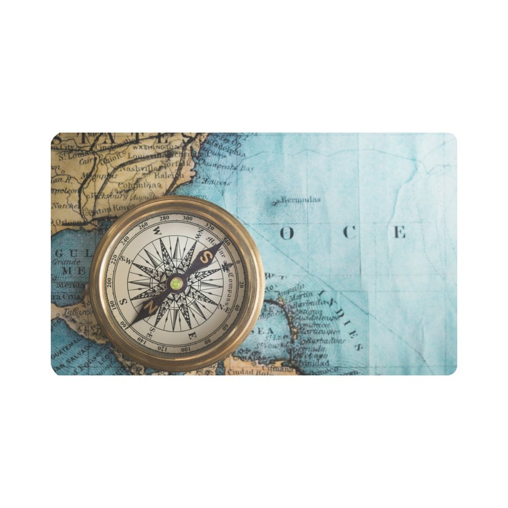 MKHERT Nautical Compass Vintage World Map Adventure Doormat Rug Home ...