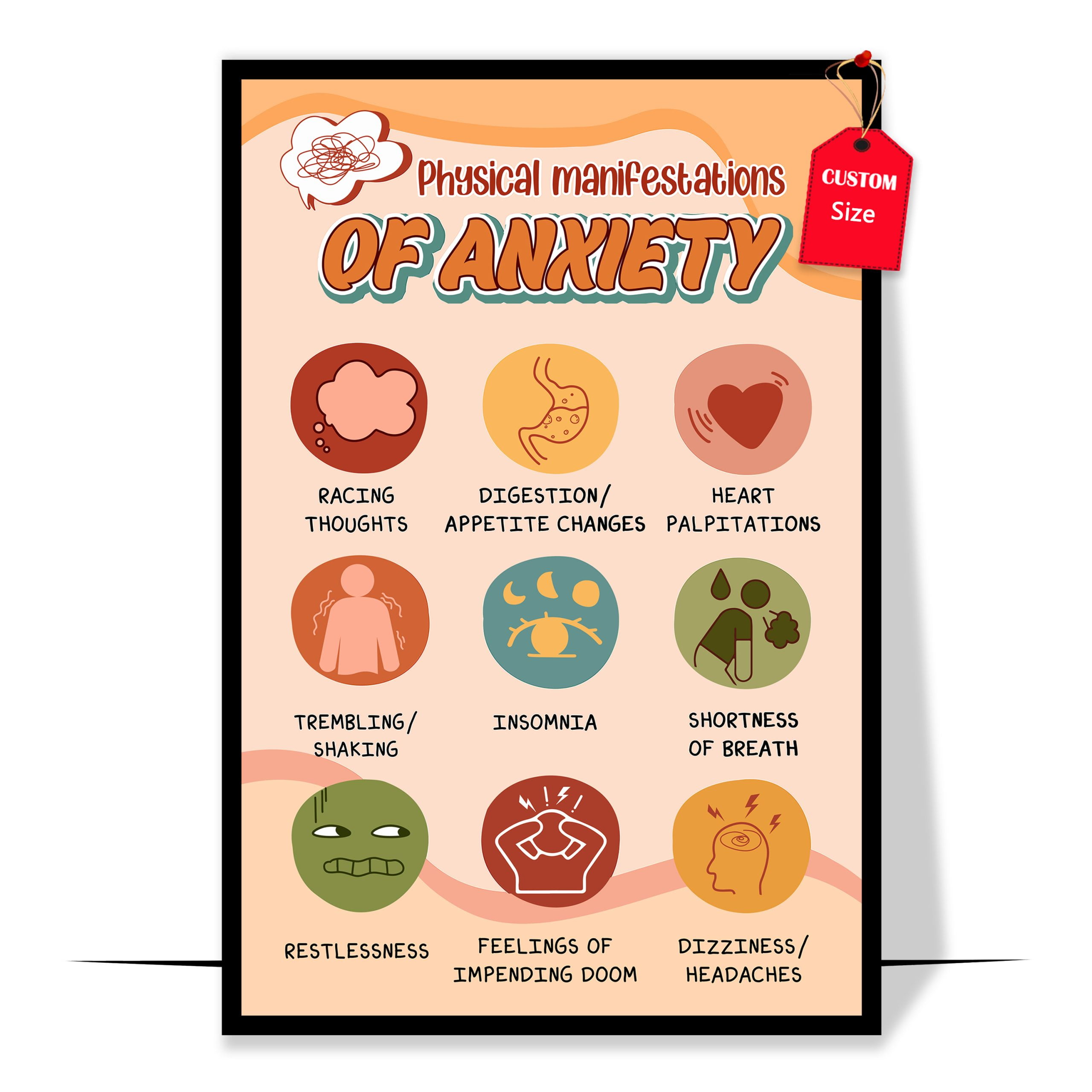 LOLUIS Anxiety Symptoms Poster, Mental Health Poster for Classroom ...