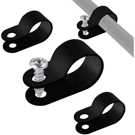HTWW 100 Pack 1/4 Inch R-Type Clip Cable Fastener Wire Clamp Nylon ...