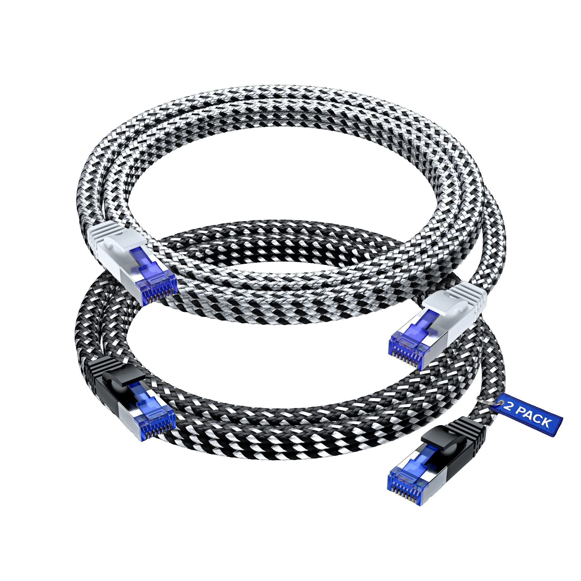 Ethernet Cable Cat 7, 1 ft, 2 Pack,Easy-Hide Flat Super-Durable Black ...