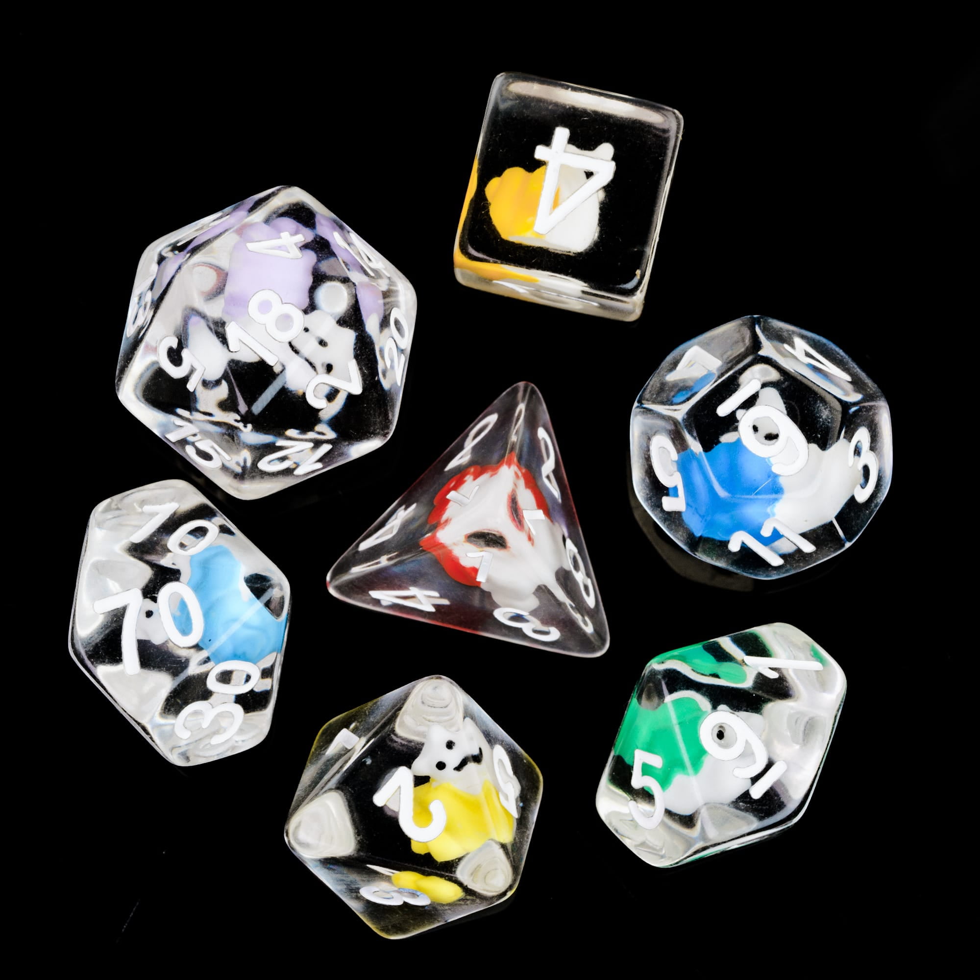 Cusdie 7-Die DND Dice, Polyhedral Dice Set Filled with Colorful Snail ...