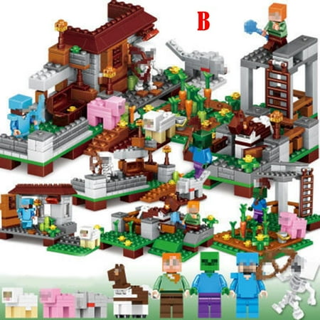 My World Bricks Set Mine Farm Mountain Cave Waterfall Village Jungle ...