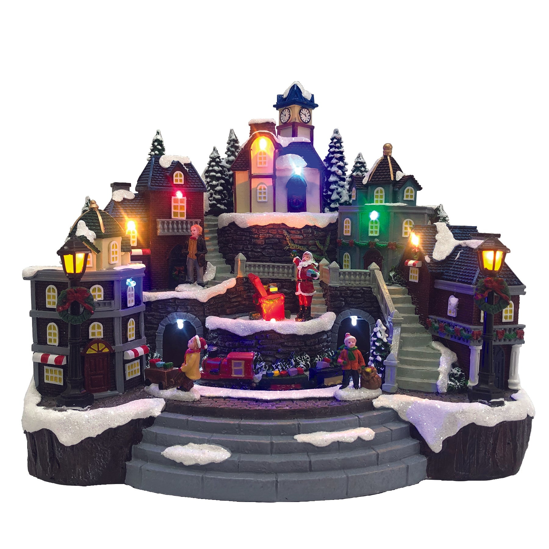 FG Square Animated Christmas Village - Village with Train & Santa ...