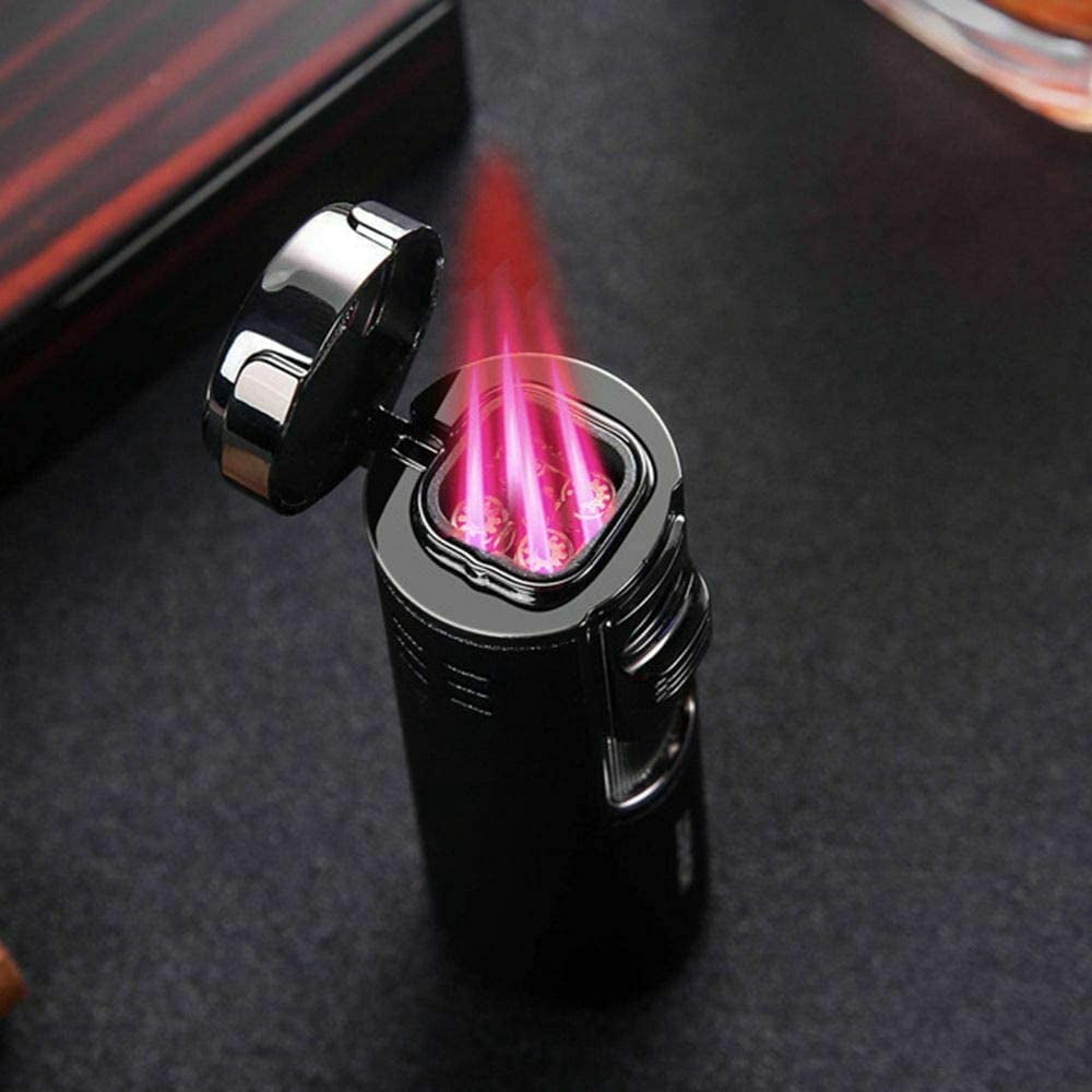 Buy Piioket Windproof Quad 4 Nozzles Jet Flame Lighter Refillable ...