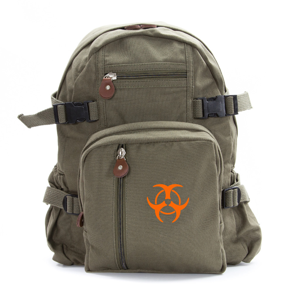 Biohazard Warning Symbol Army Sport Heavyweight Canvas Backpack Bag in ...